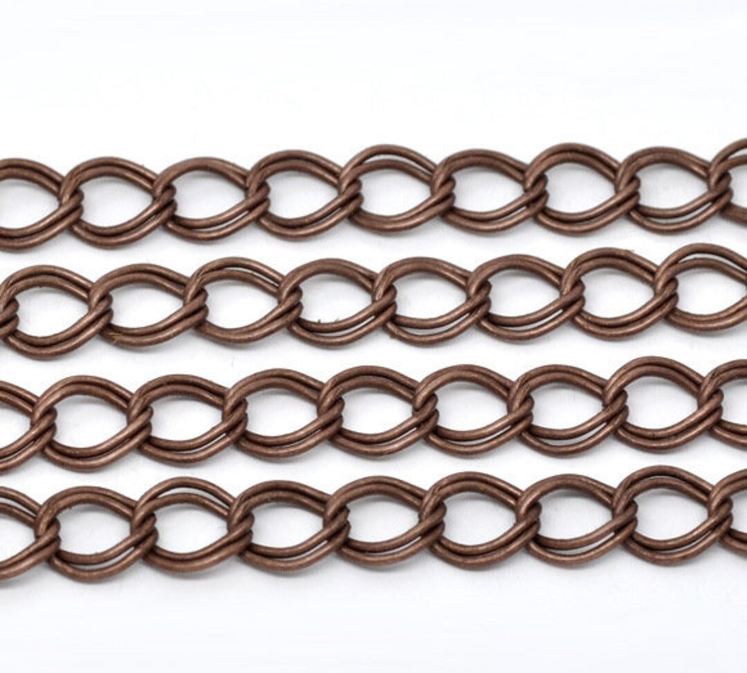Copper Tone Double Loops Link Curb Chain, 12x10mm, 4 Meters per Pack ...