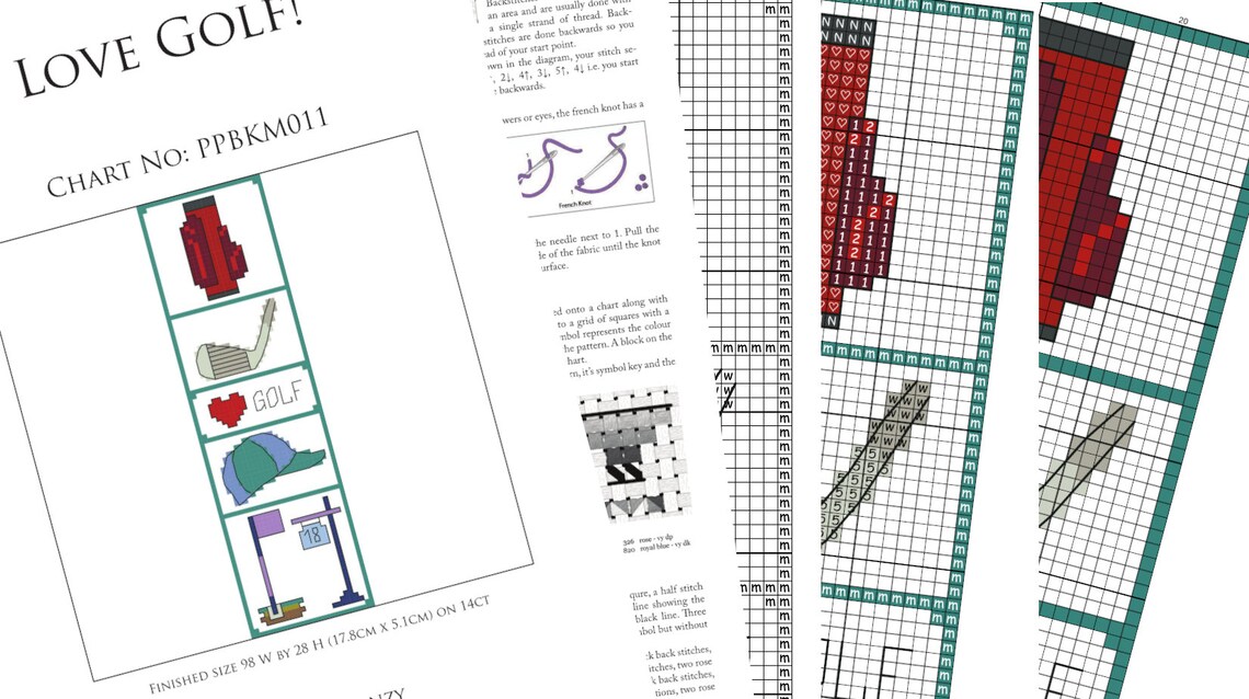 Golf Bookmark Cross Stitch Pattern (PDF Pattern) - Etsy