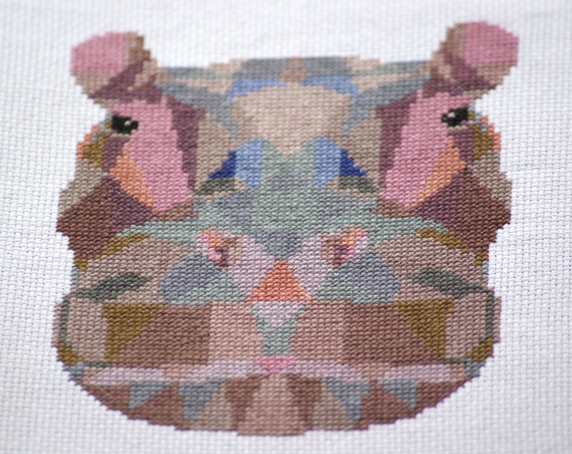Happy Hippo Cross Stitch Pattern Instant Download Low Poly | Etsy