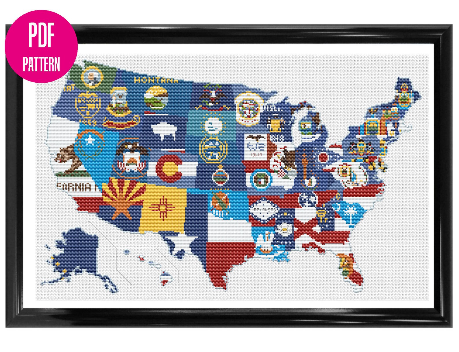 Flags of the USA Cross Stitch Pattern Instant Download - Etsy