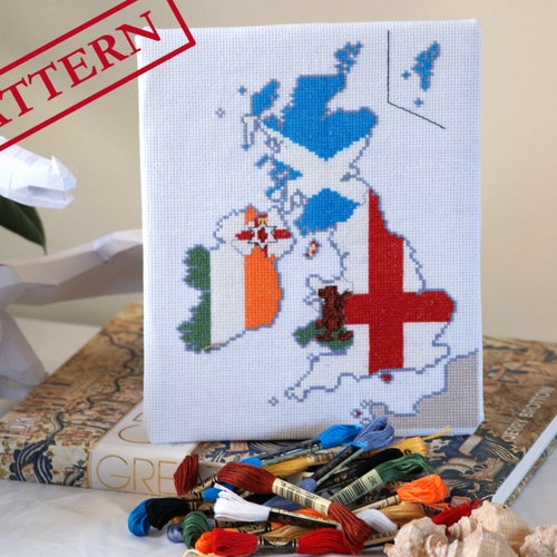 Flags of the British Isles Map Cross Stitch Pattern - Etsy UK