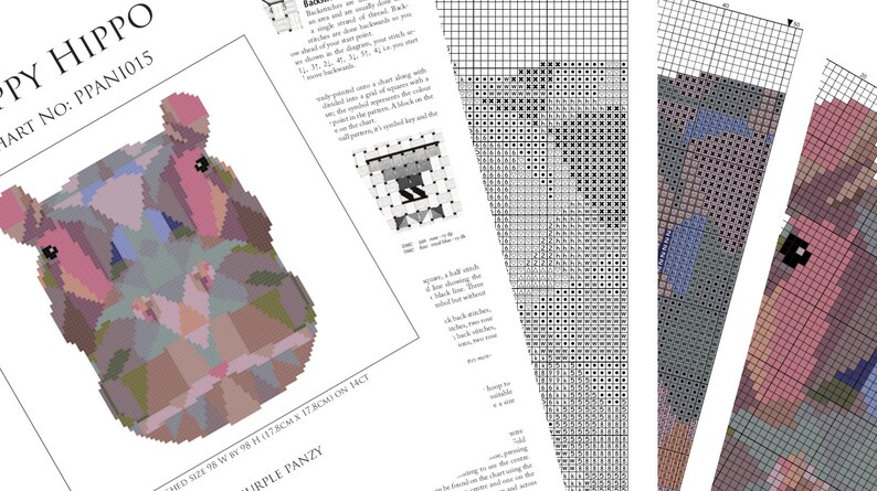 Happy Hippo Cross Stitch Pattern Instant Download Low Poly | Etsy