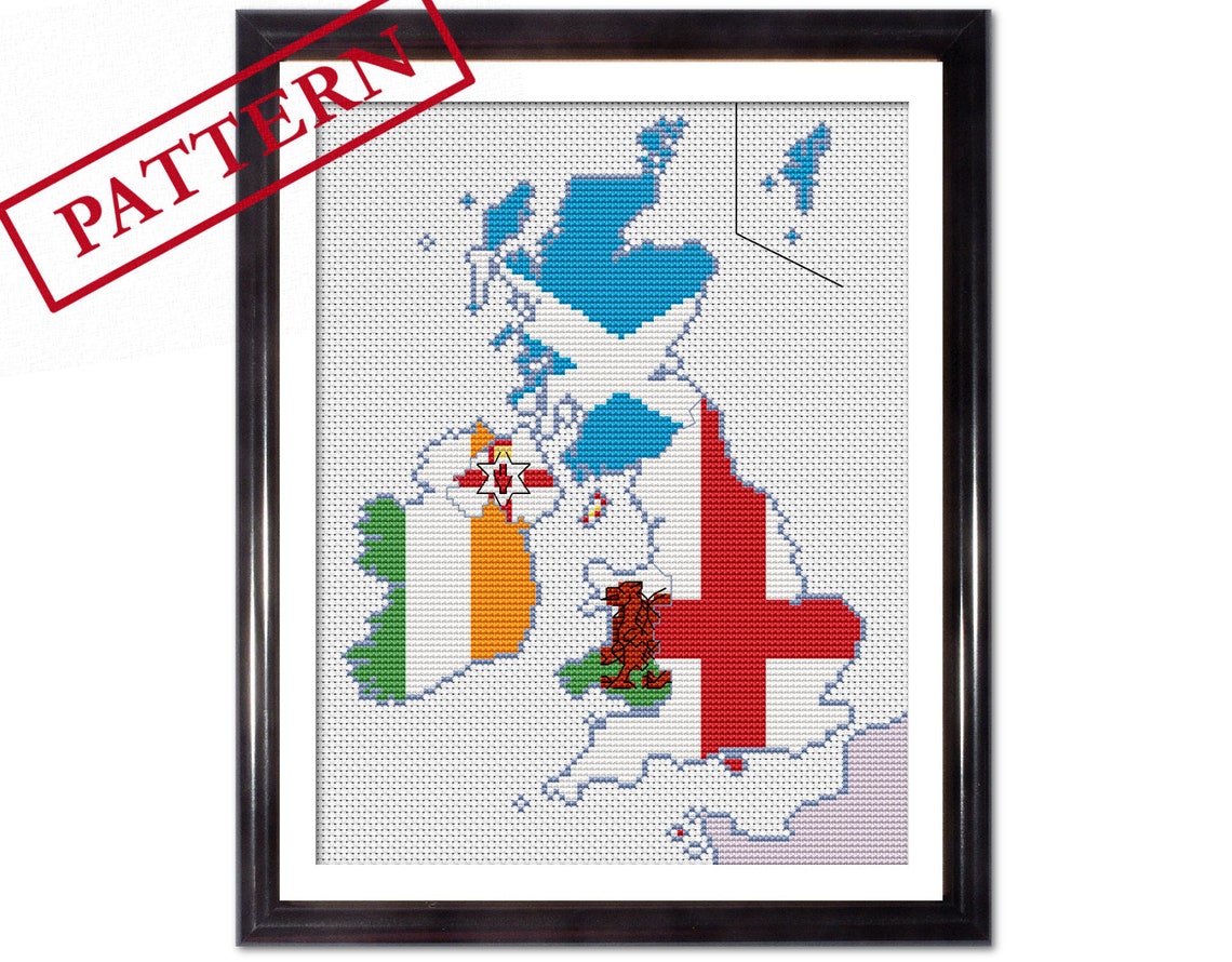 Flags of the British Isles Map Cross Stitch Pattern - Etsy UK