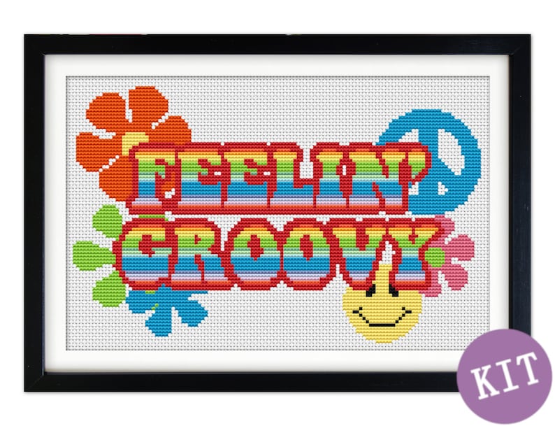 Feelin' Groovy Colourful Retro Style Cross Stitch Kit - Etsy Canada
