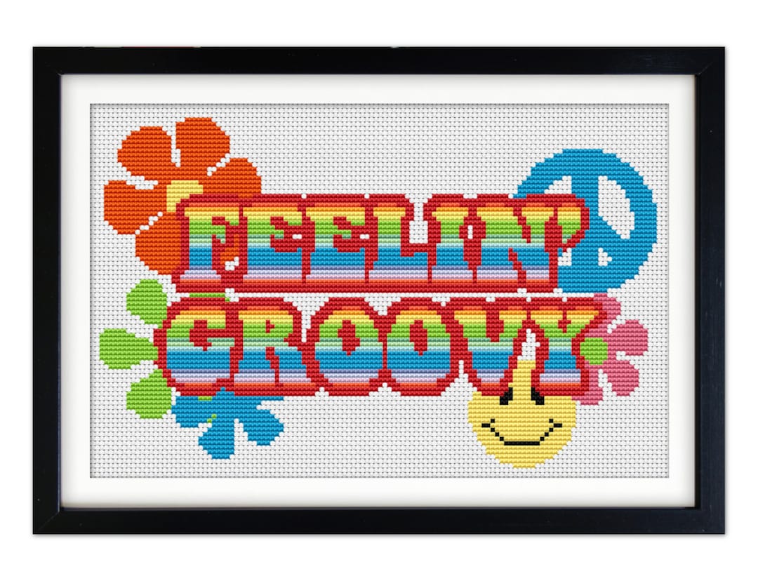 Feelin' Groovy - Retro Hippy Cross Stitch Pattern - Instant Download - Etsy