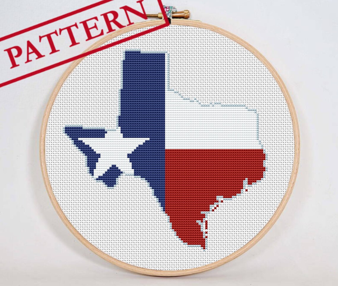State of Texas Flag Map Cross Stitch Pattern Instant | Etsy