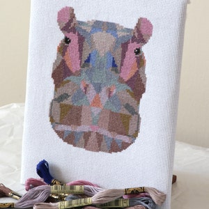 Happy Hippo Cross Stitch Pattern Instant Download Low Poly Art - Etsy