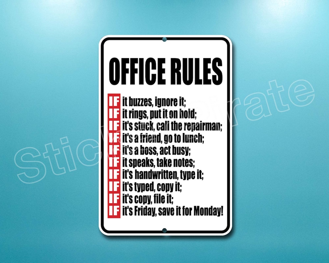 Office Rules 8" X 12" Aluminum Novelty Sign - Etsy