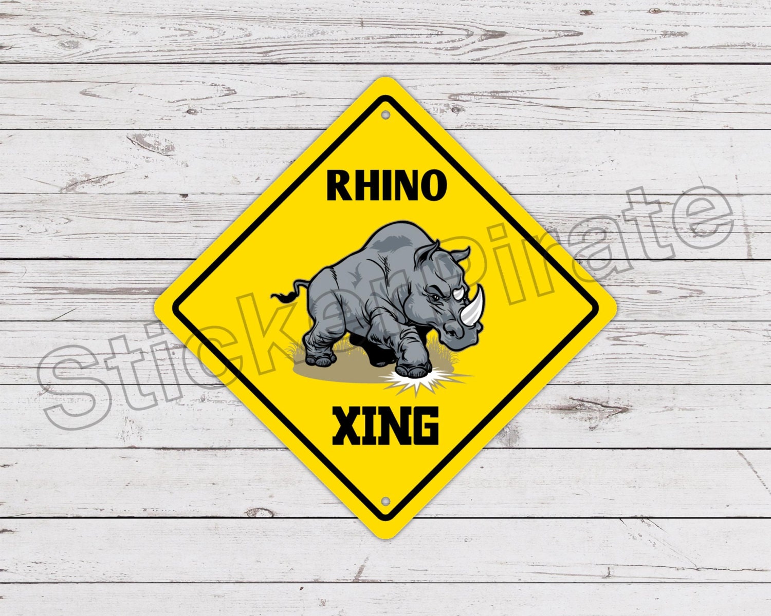 Rhino Crossing 12 x 12 Aluminum Novelty Sign | Etsy