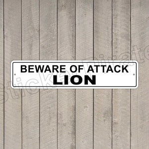 Beware of Attack Lion 4" X 18" Aluminum Novelty Sign - Etsy