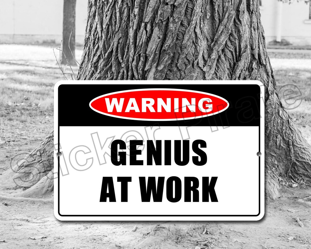 Warning Genius at Work 8" X 12" Aluminum Novelty Sign - Etsy