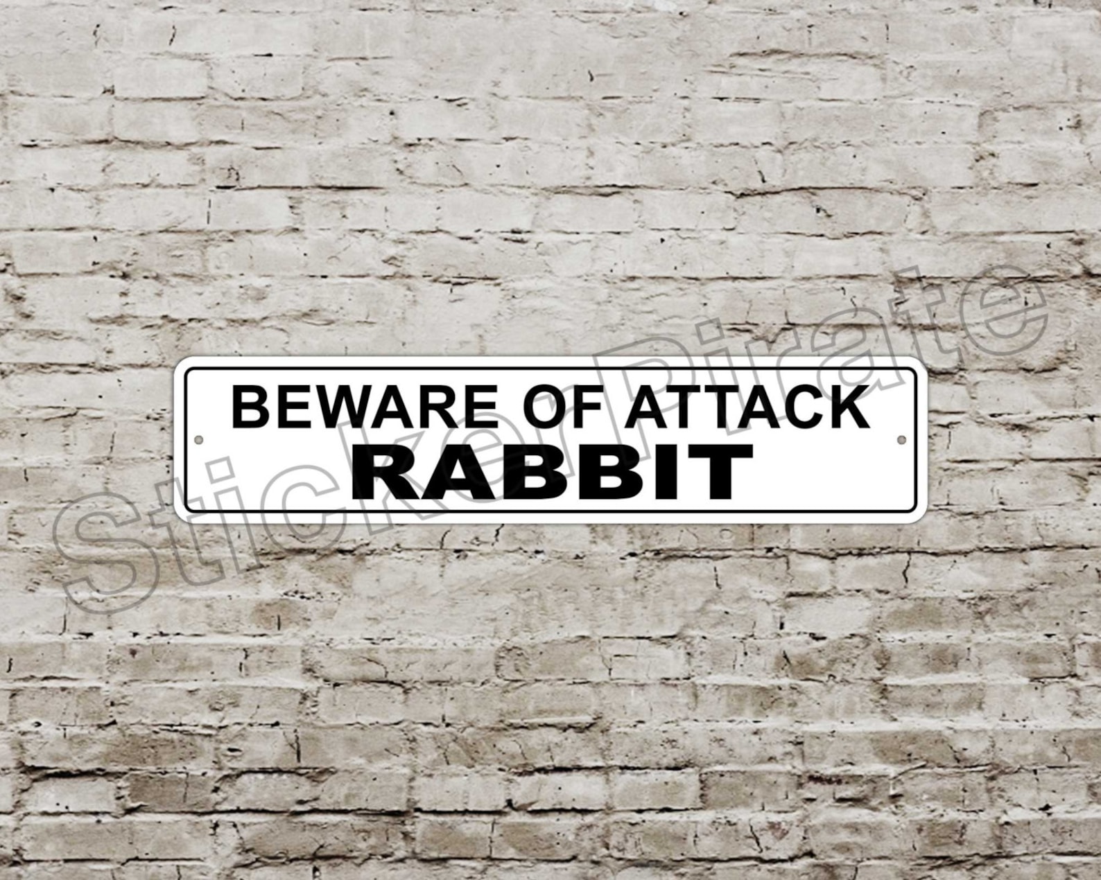 Beware of Attack Rabbit 4" X 18" Aluminum Novelty Sign - Etsy