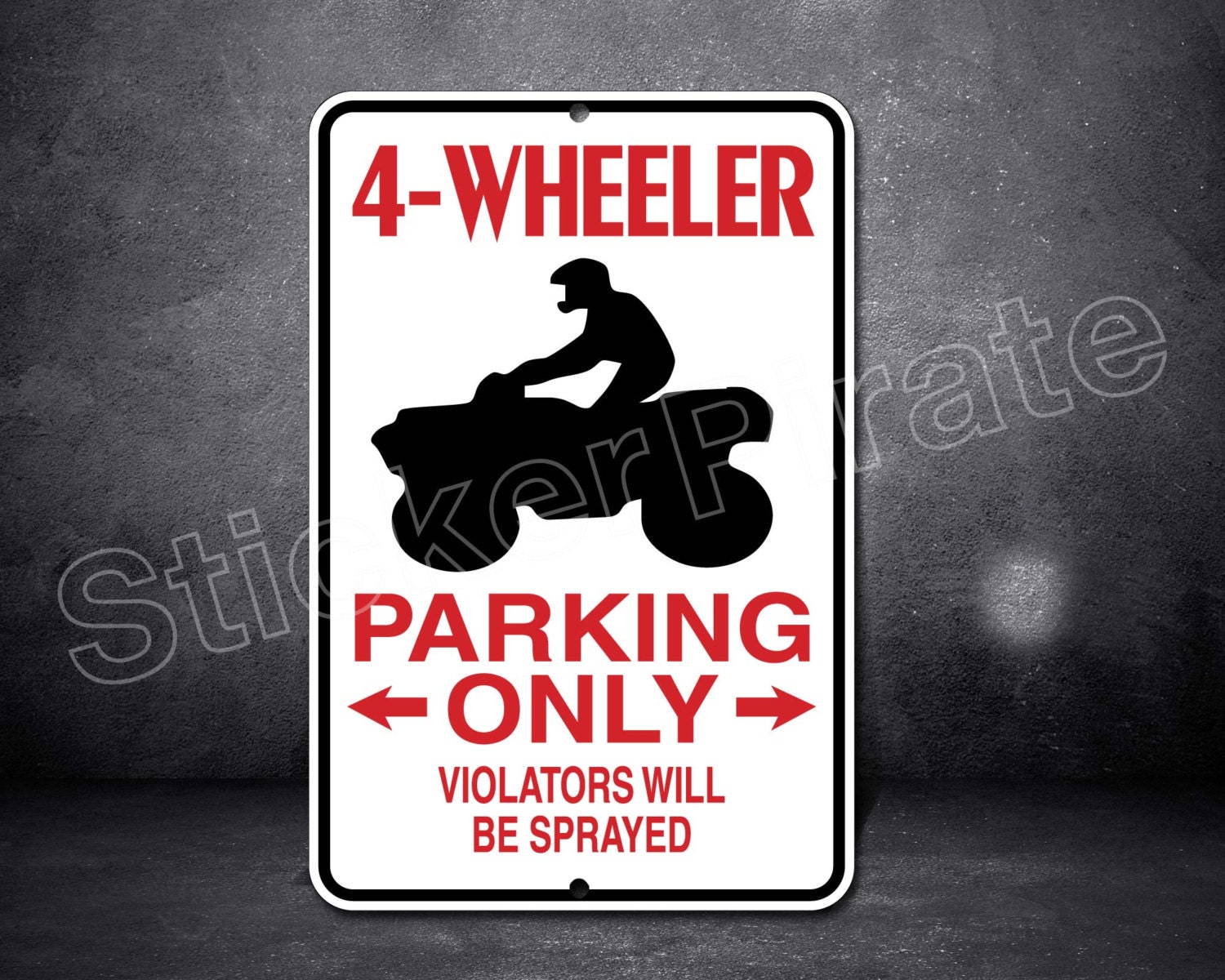 4 Wheeler Parking Only 8 X 12 Aluminum Novelty - Etsy