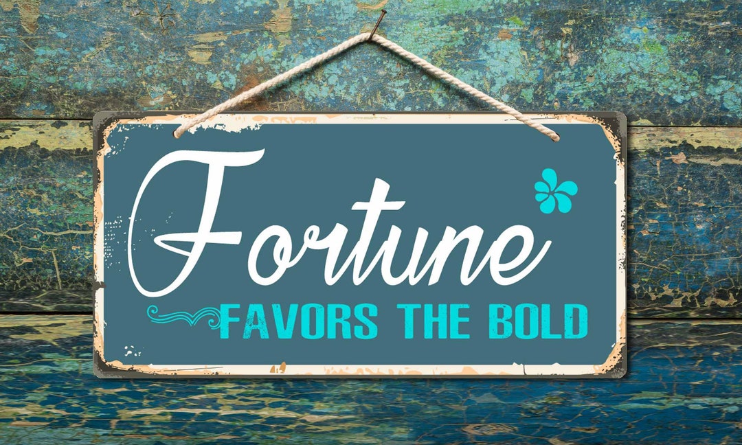 869HS Fortune Favors the Bold 5 X 10 Heavy 040 Hanging Aluminum Vintage ...