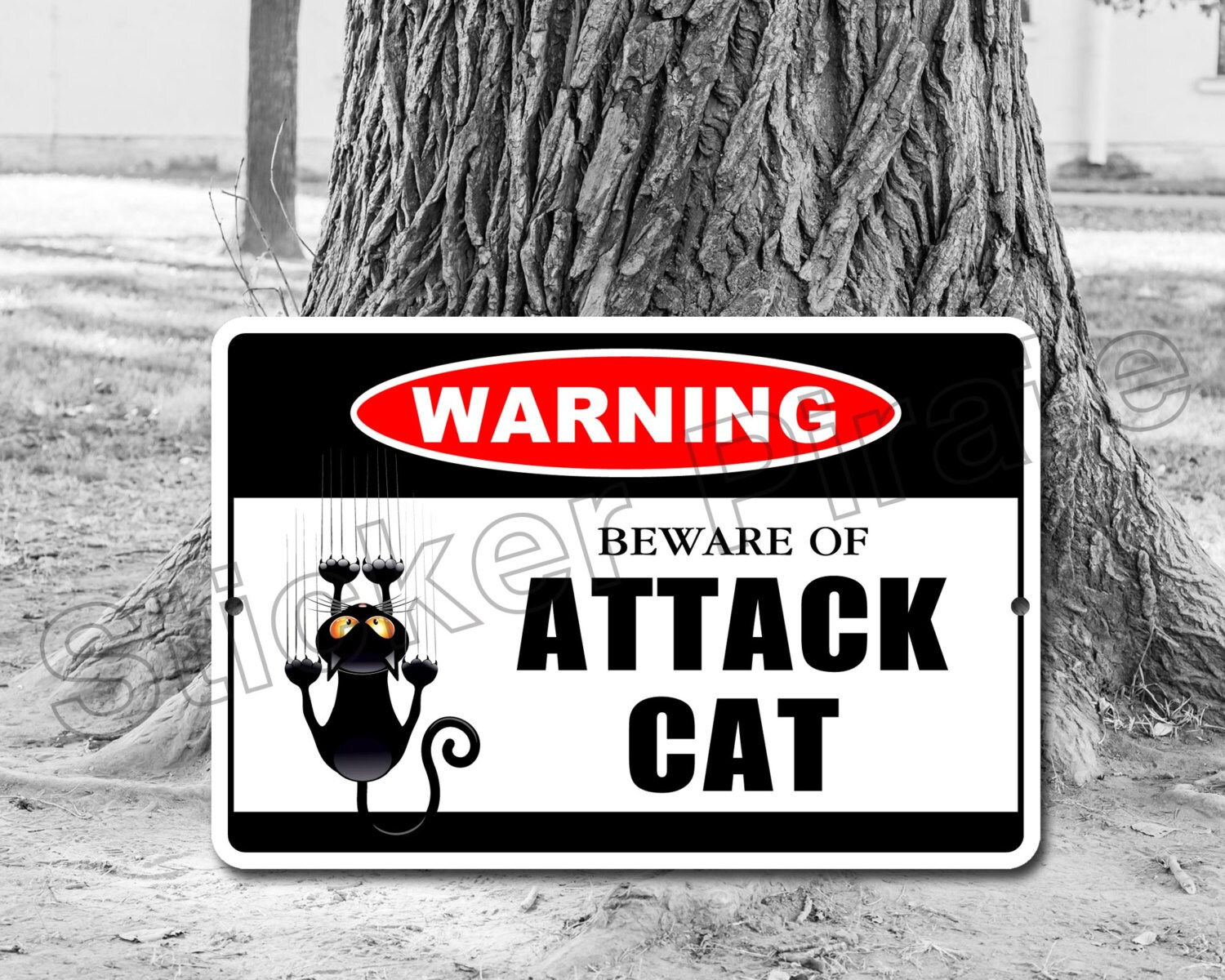 Warning Beware of Attack Cat 8 X 12 Aluminum Novelty Sign - Etsy
