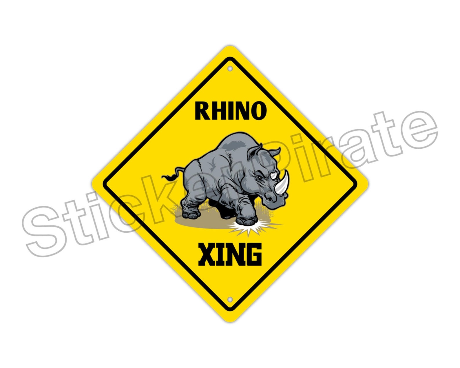 Rhino Crossing 12 x 12 Aluminum Novelty Sign | Etsy