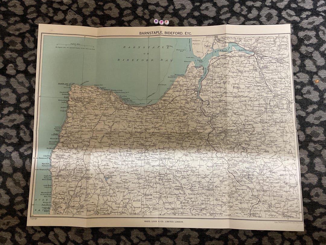 Vintage Retro Map Atlas Guide of , Barnstaple Bideford Area , Survey ...