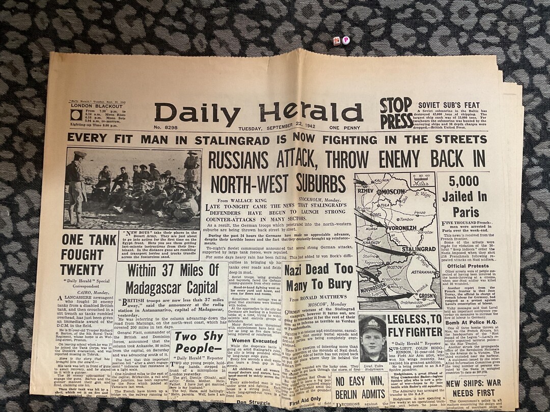 Ww2 Military War Newspaper- Newspapers DAILY HERALD Sep 1942 - Etsy