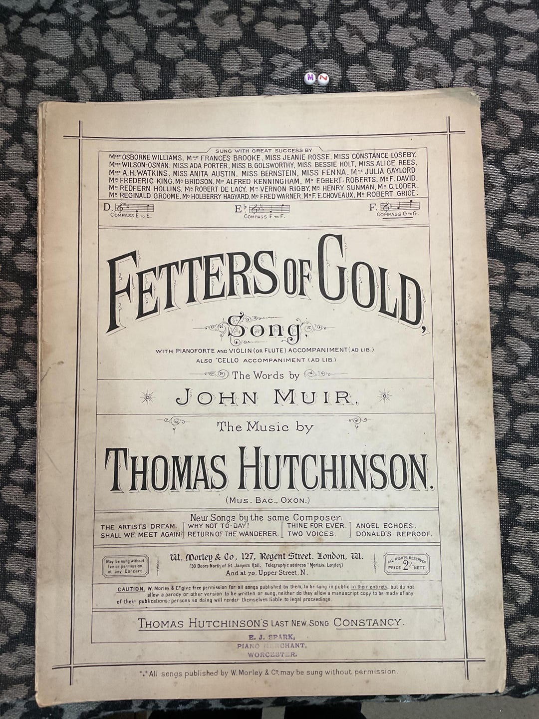 Antique Scarce Musical Sheet Music , Collectible, Fetters of Gold - Etsy