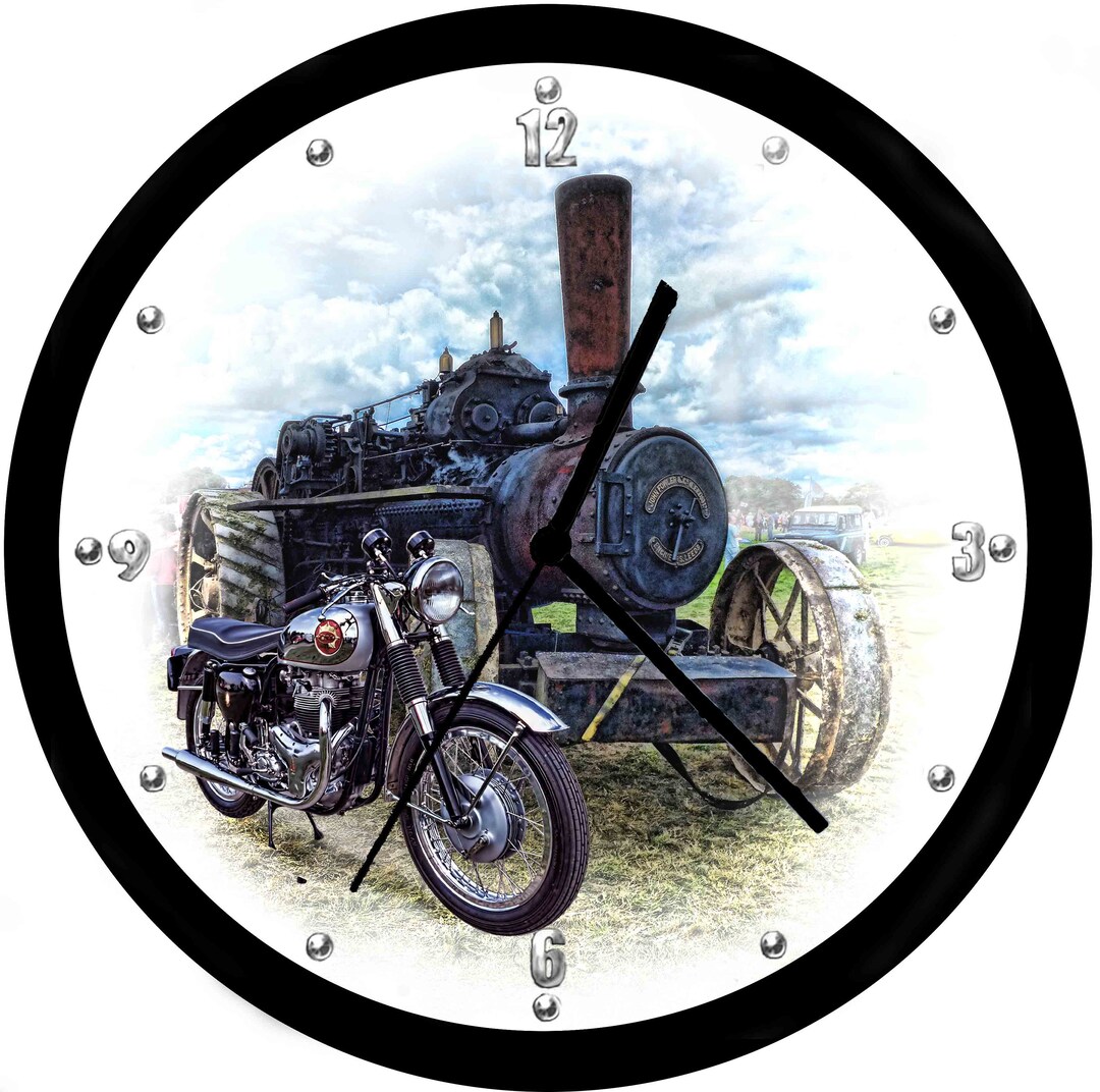 BSA Motorcycle and Steam Traction Engine Large Black Wall Clock - Etsy