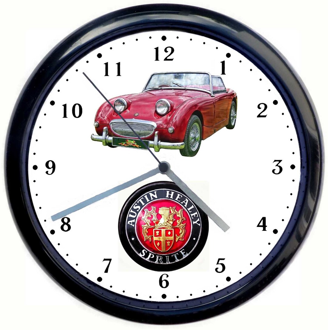Austin-healey Frog Eyed Sprite Classic Car Large 10inch Black Wall ...