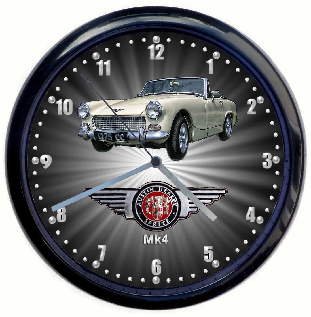 Austin-healey Sprite Classic Car Large 10inch Black Wall Clock - Etsy