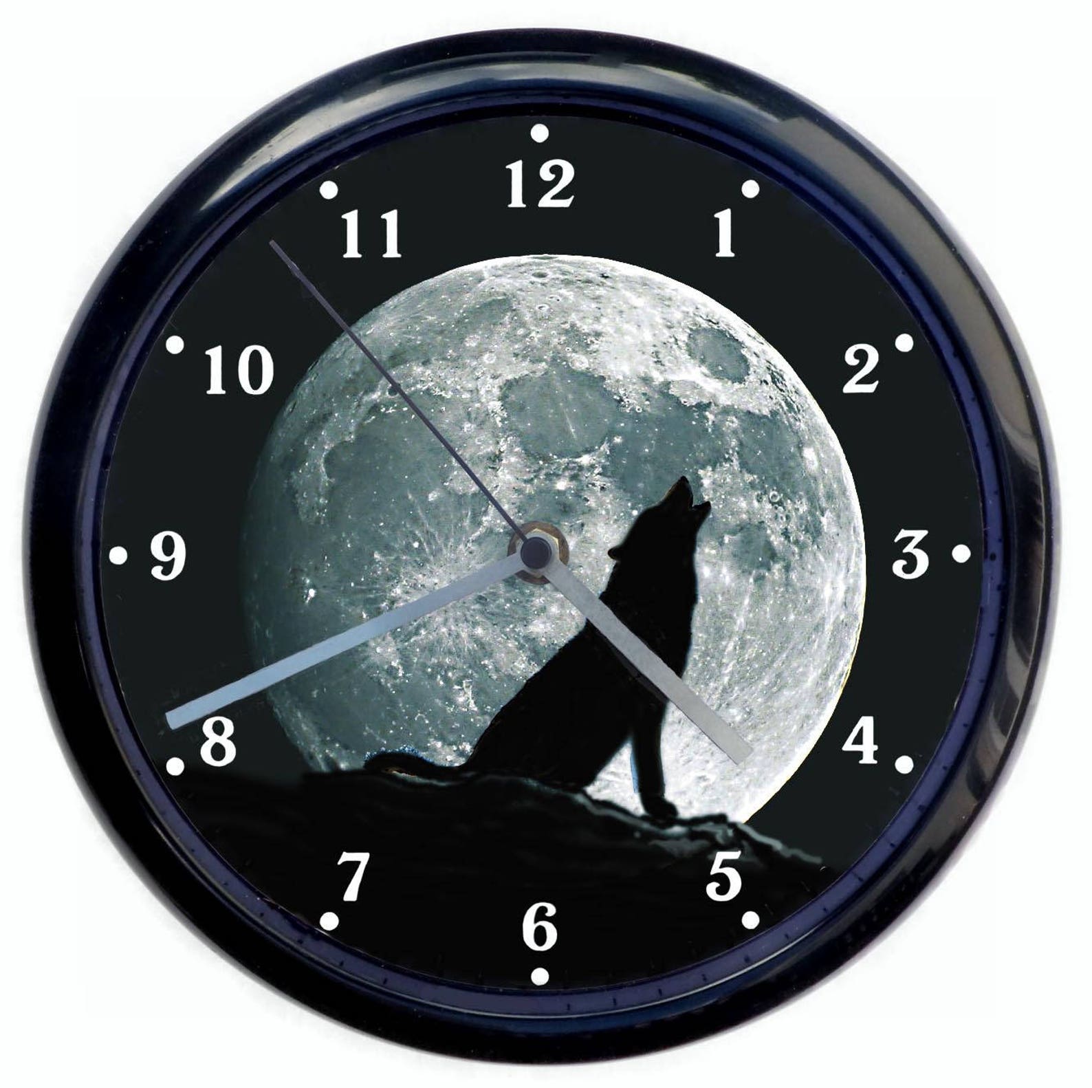 Howling Wolf Large Black Wall Clock - Etsy