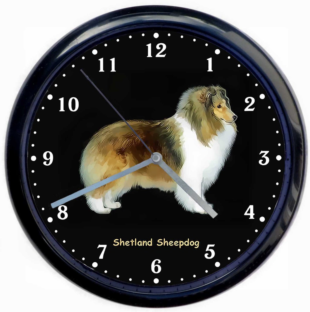 Sheltie Shetland Sheepdog Large 10inch Black Wall Clock - Etsy