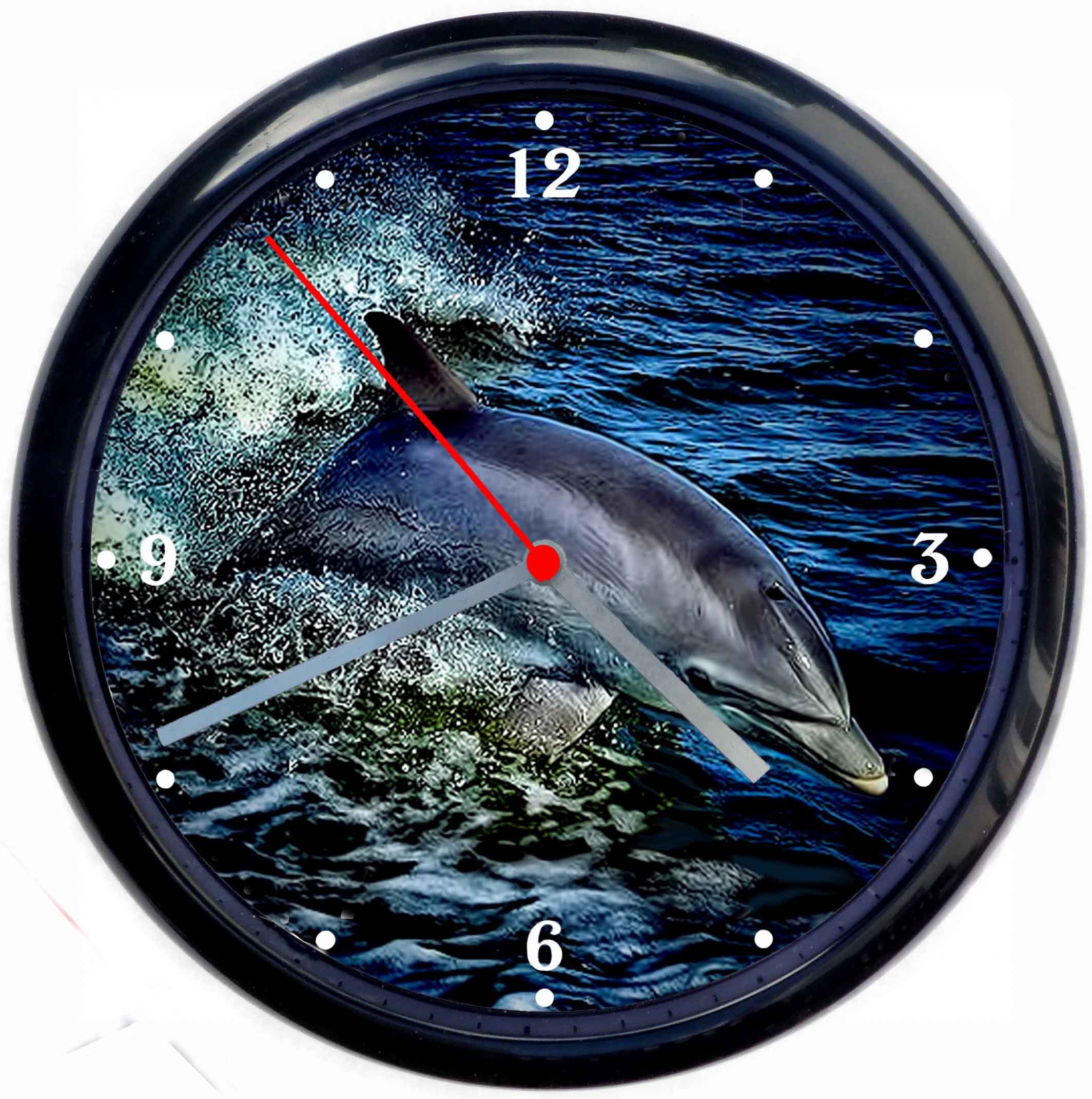 Dolphin Surfing Large Black Wall Clock - Etsy