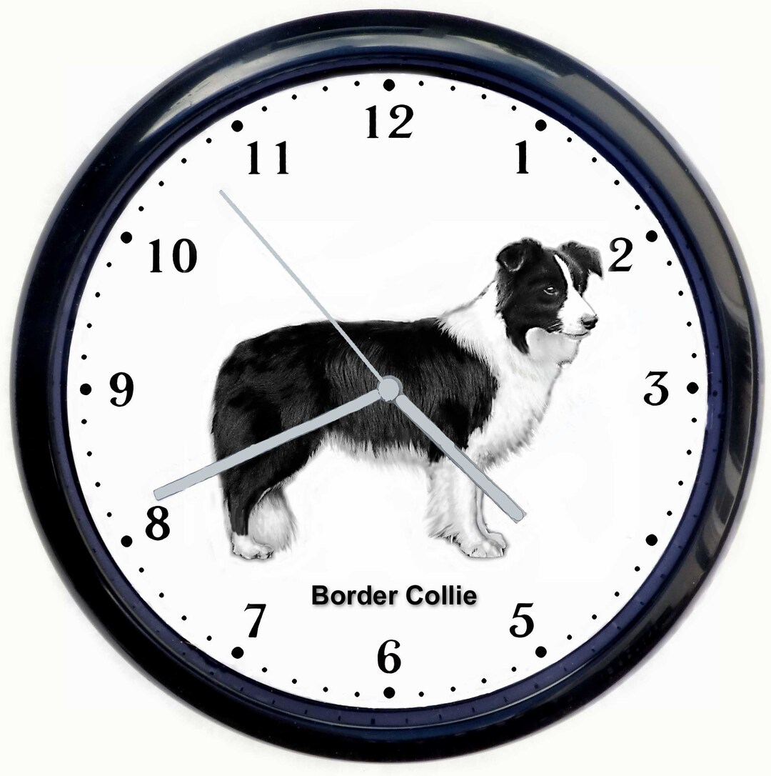 Border Collie Dog Large 10inch Black Wall Clock - Etsy