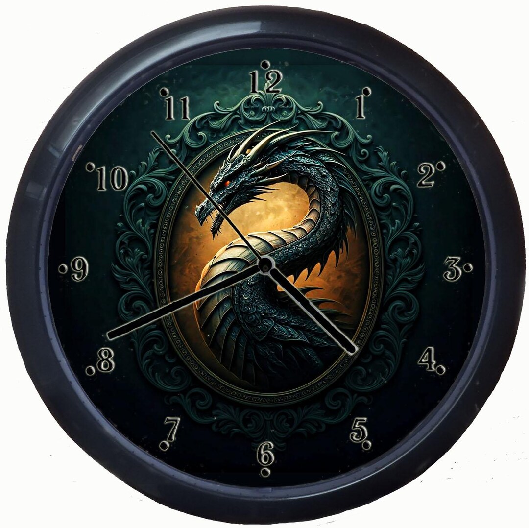 Gothic Dragon Large Black Wall Clock - Etsy