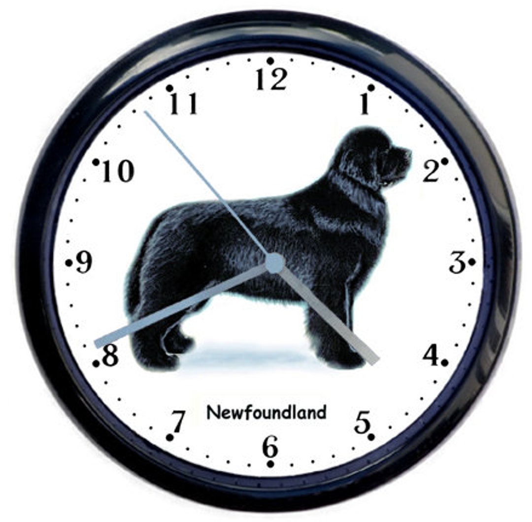 Newfoundland Dog Large 10inch Black Wall Clock - Etsy