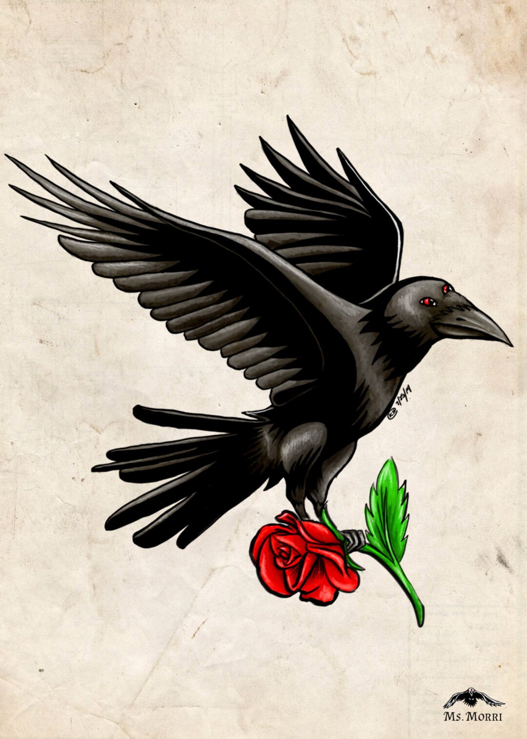 Raven With Rose 2 - Etsy