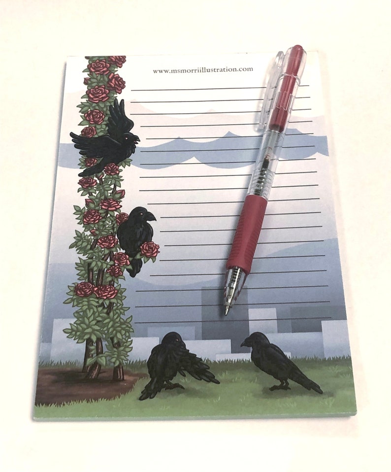 Raven With Roses Notepad - Etsy