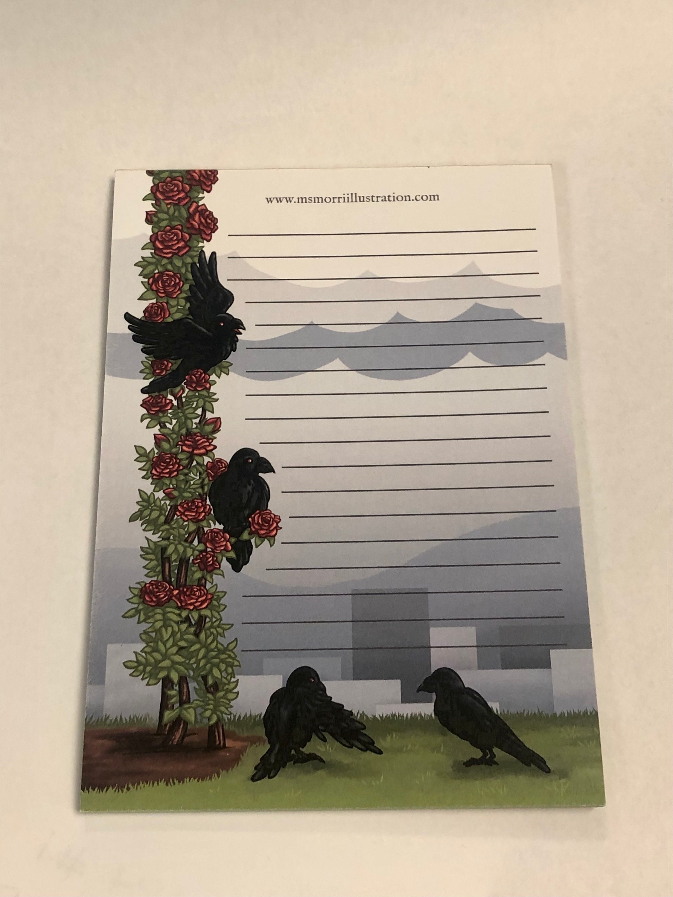 Raven With Roses Notepad - Etsy