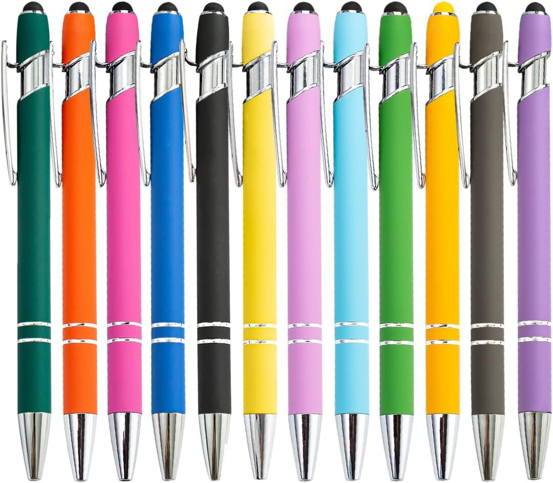 12 Pieces Blank Ballpoint Pen With Stylus Tip, 2 in 1 Stylus Stylish ...