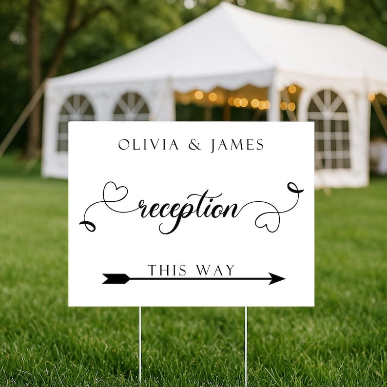 Wedding or Reception This Way Sign, Custom Direction Yard Sign, Double ...