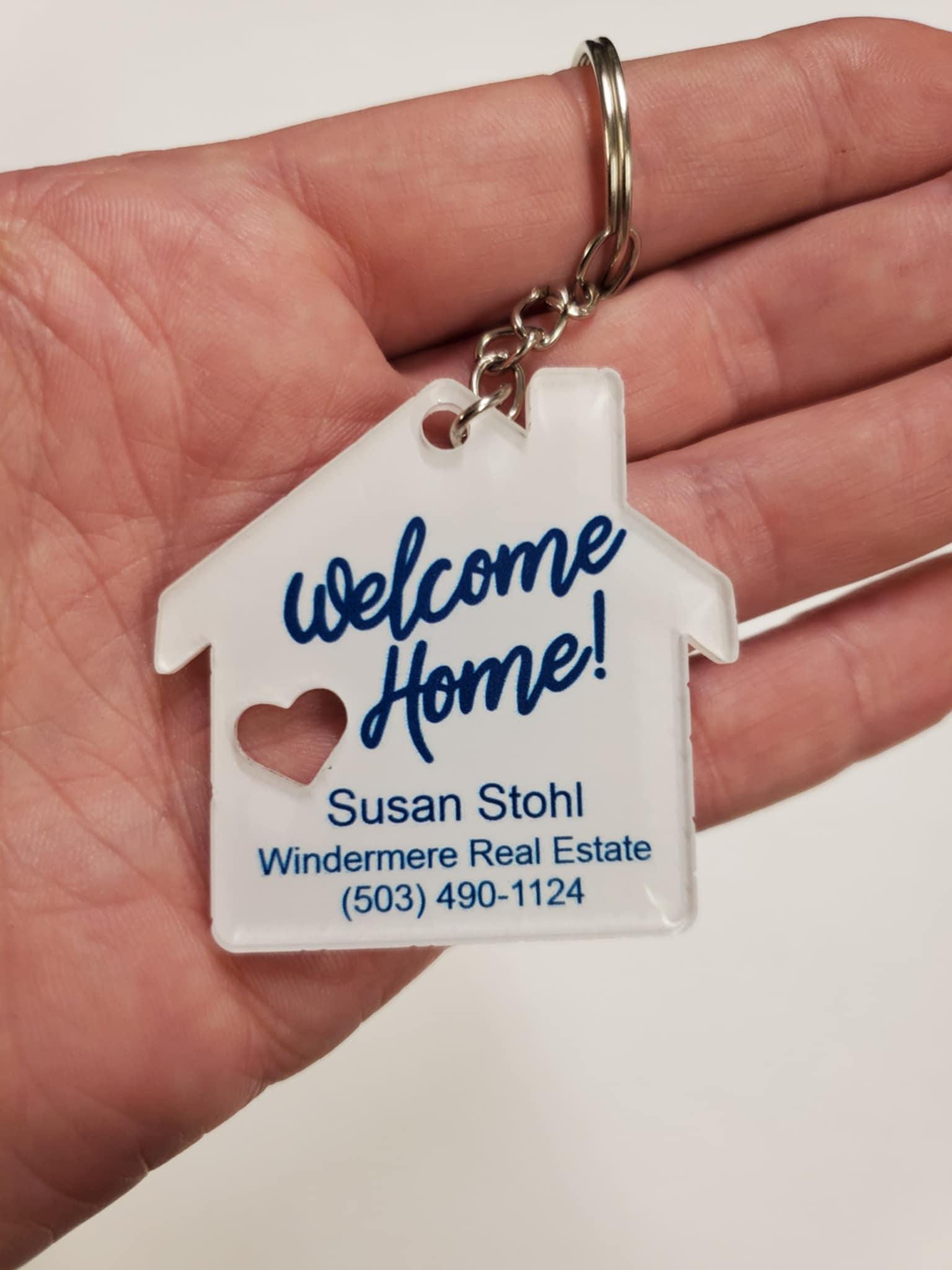 Custom Real Estate Welcome Home Keychain – Personalized Acrylic House ...