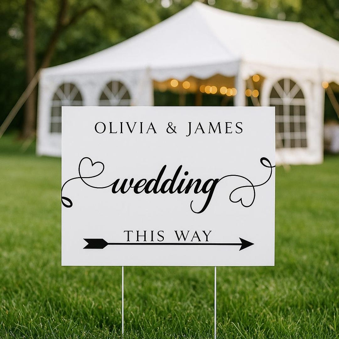 Wedding or Reception This Way Sign, Custom Direction Yard Sign, Double ...