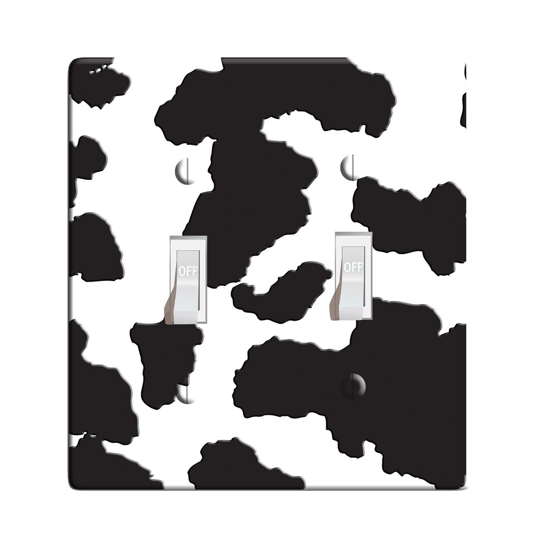 Embossi Printed Maxi Metal Black & White Cow Switch Plate Cover - Light ...