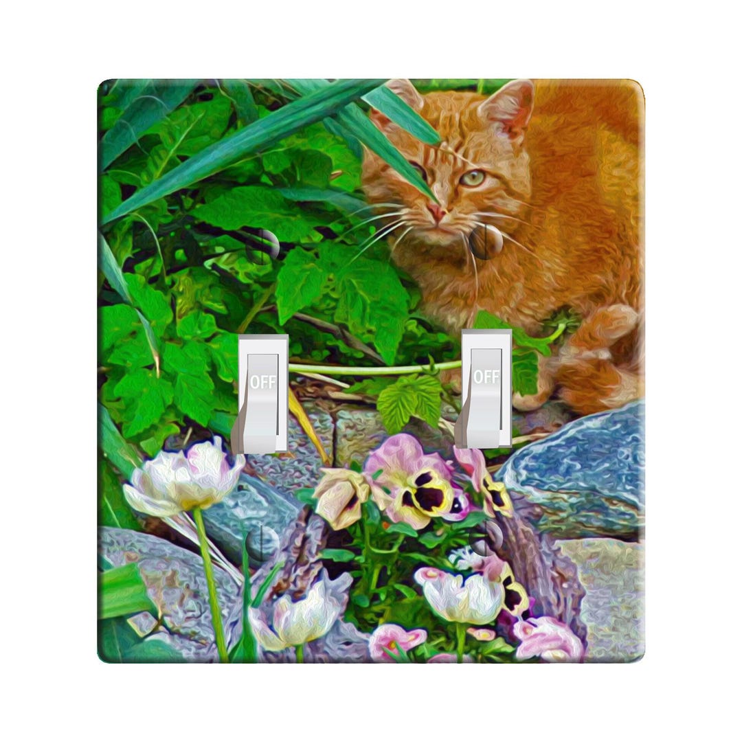 Embossi Printed Maxi Metal Lurking Orange Tabby Cat Switch Plate ...