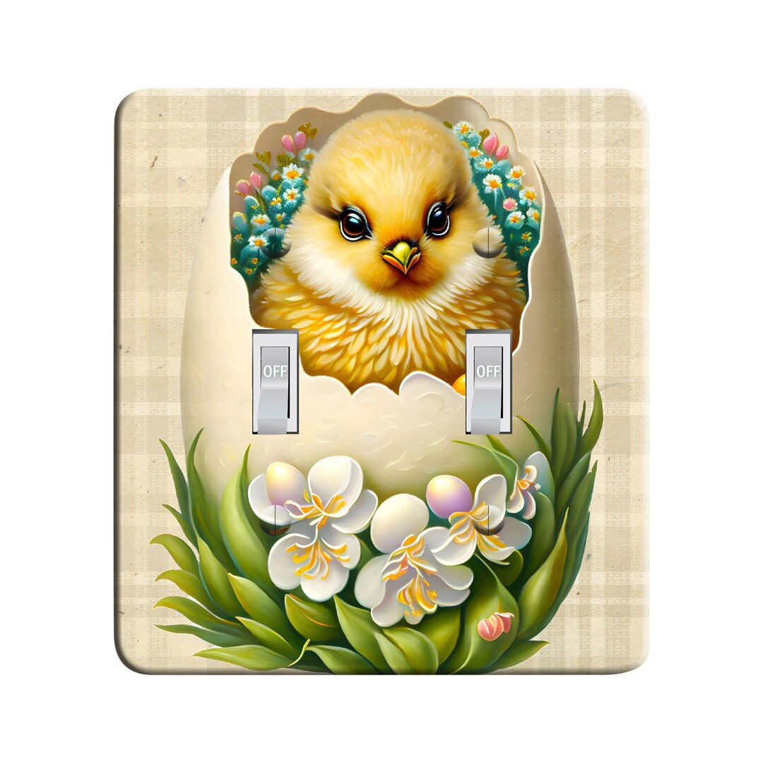 Embossi Printed Maxi Metal Easter Chick Switch Plate - Light Switch ...