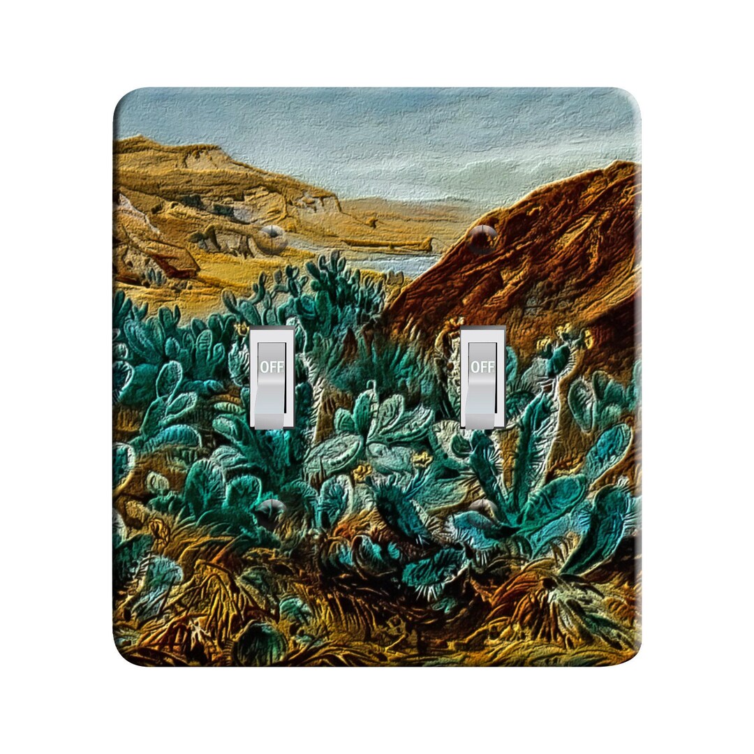 Embossi Printed Maxi Metal Plate - Prickly Pear Cactus - Light Switch ...