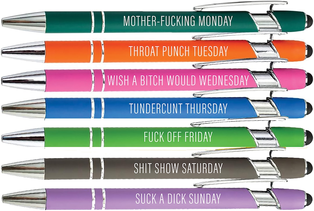 Offensive Days of the Week Pen Quotes, Funny Pen Set of 7 Adult Humor ...