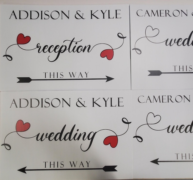 Wedding or Reception This Way Sign, Custom Direction Yard Sign, Double ...