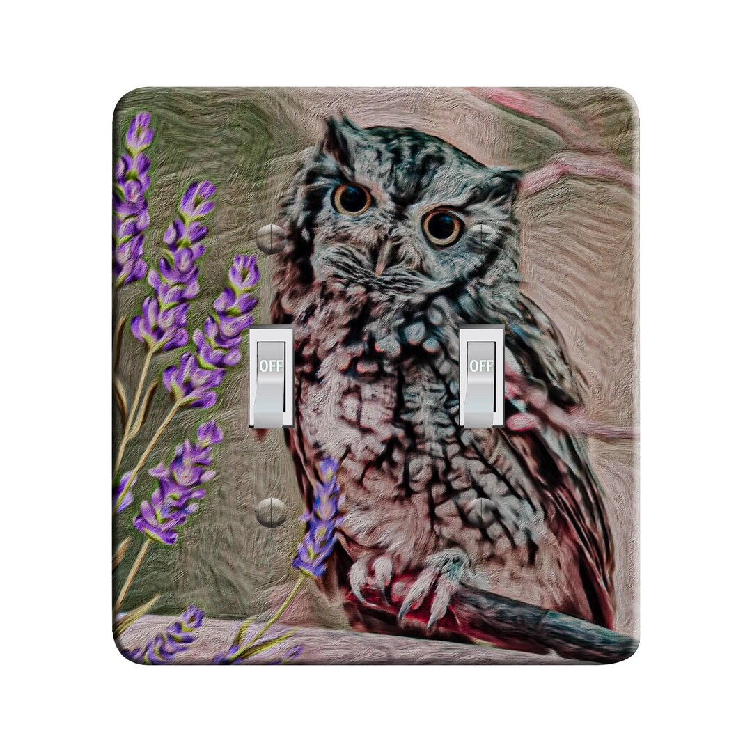 Embossi Printed Maxi Metal Lavender Eastern Screech Owl Switch Plate ...