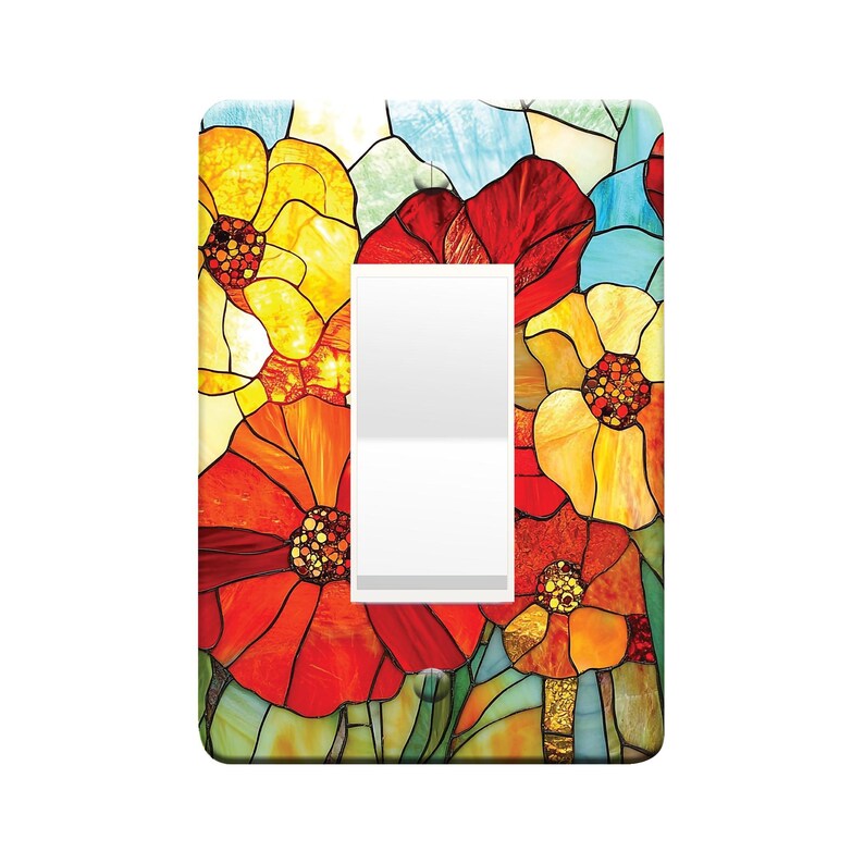 Embossi Printed Maxi Metal Stained Glass Floral Colorful Poppy Flower ...