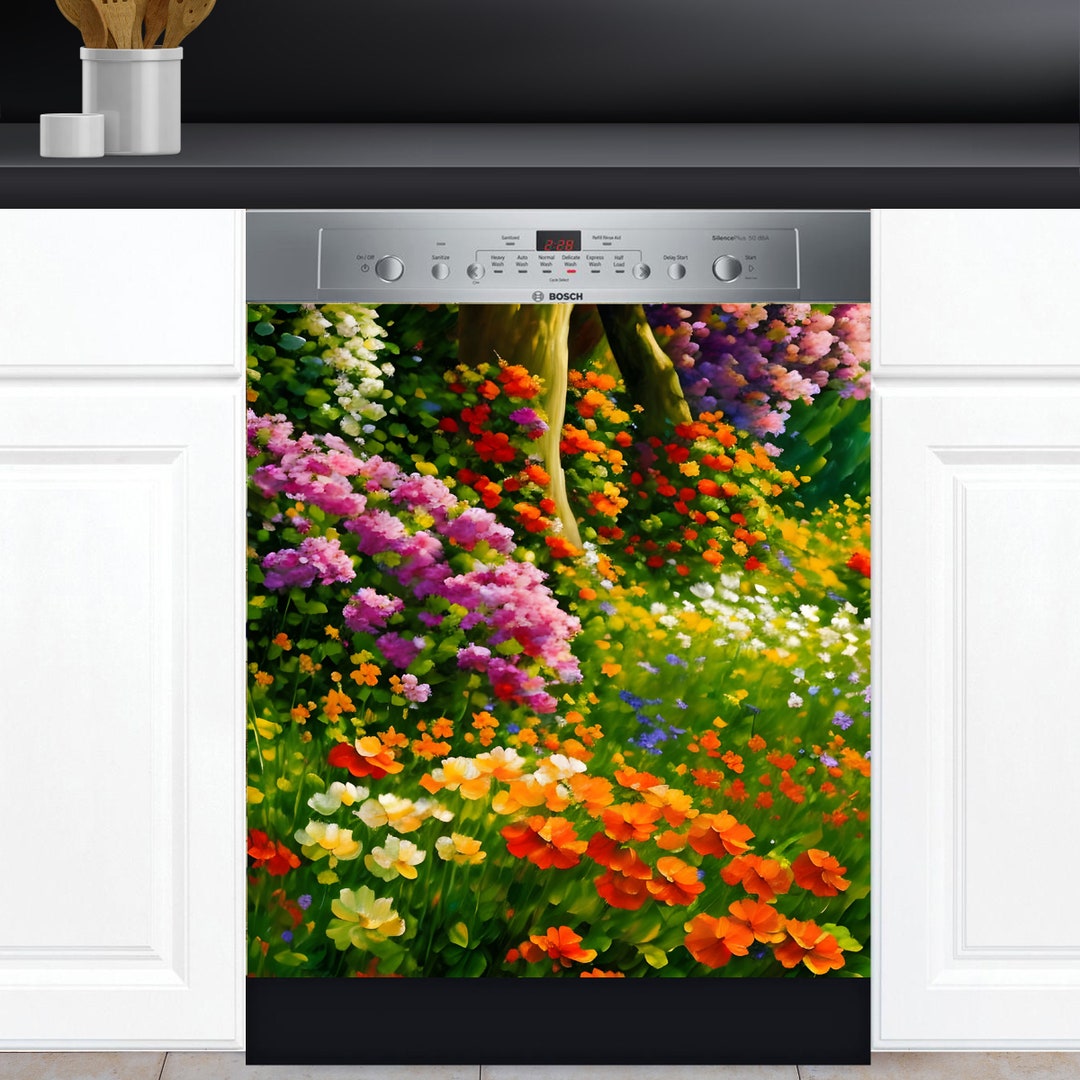 Dishwasher Cover Choose Magnet or Vinyl Decal Sticker, Flower Patch ...