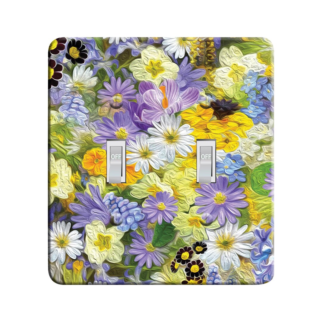 Embossi Printed Maxi Metal Antique Flowers Switch Plate Cover - Light ...