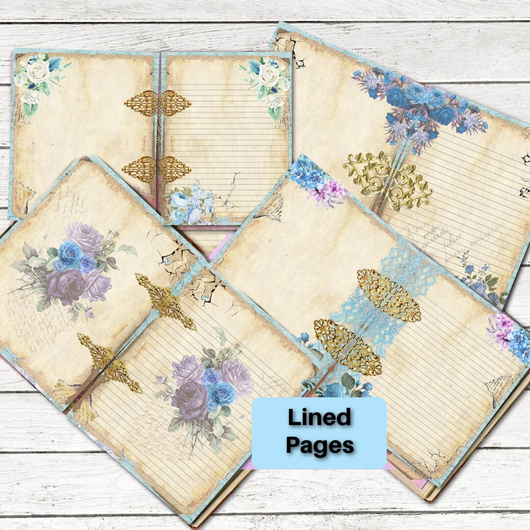 Printable Journal Paper Pages Lined Blank Vintage Collage Junk Journal ...